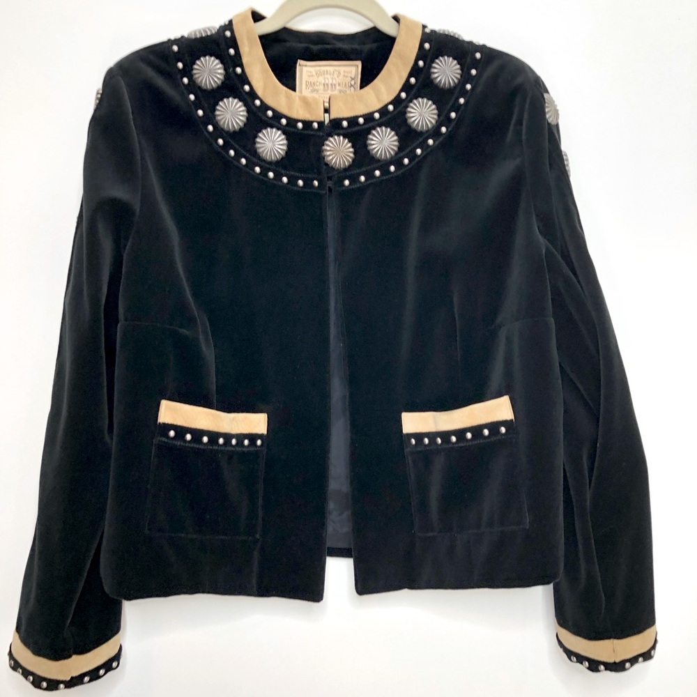 Double D Ranch Wear Black Velvet Western Boho Jacket - Gem